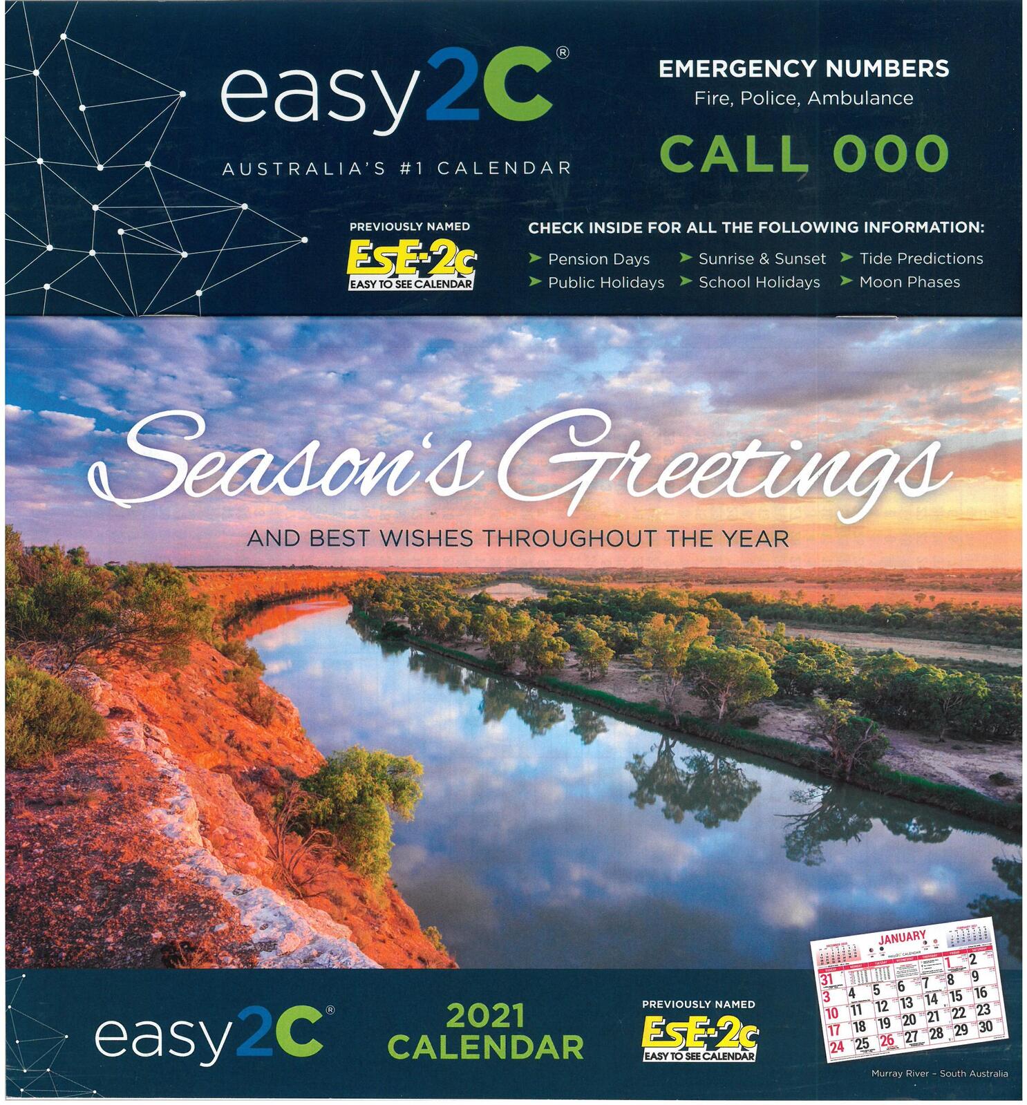 2021 EsE-2C (Easy to See) Magnetic Calendar A5 21.4 x 22.7cm